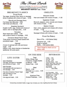 Menu – Front Porch Ministries